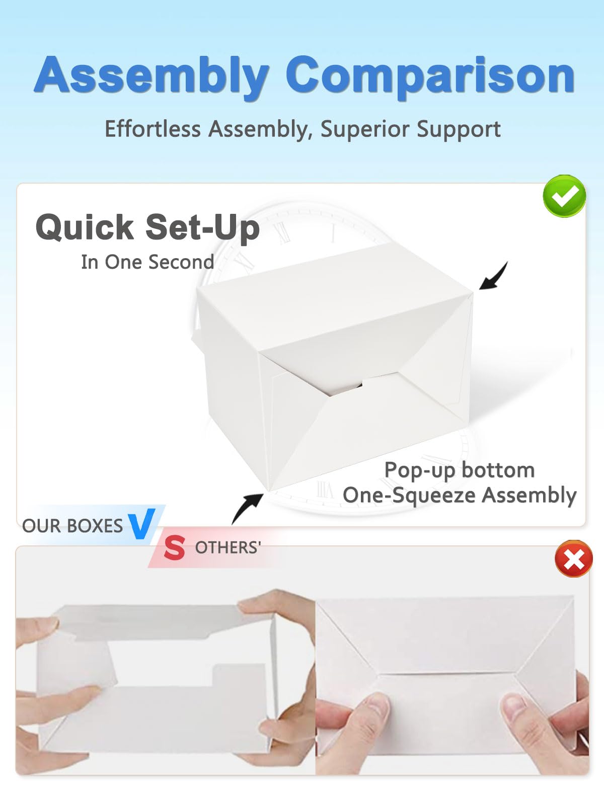 S9BAI15 Shallive 15 Pack Large Treat Boxes White - 9 x 6 x 6 inches Gable Gift Boxes with Handle Cardboard Lunch Boxes Recycled Paper Take Out Boxes Welcome Boxes For Wedding Baby Shower Birthday