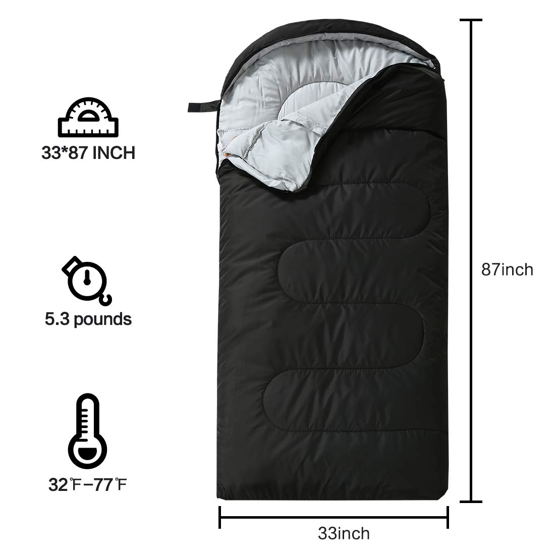 ASOUT Double Sleeping Bag for Adults Camping, Hiking, Backpacking, Extra-Wide, Portable, Comfort, Great for 4 Season Warm & Cold Weather(59"x87")