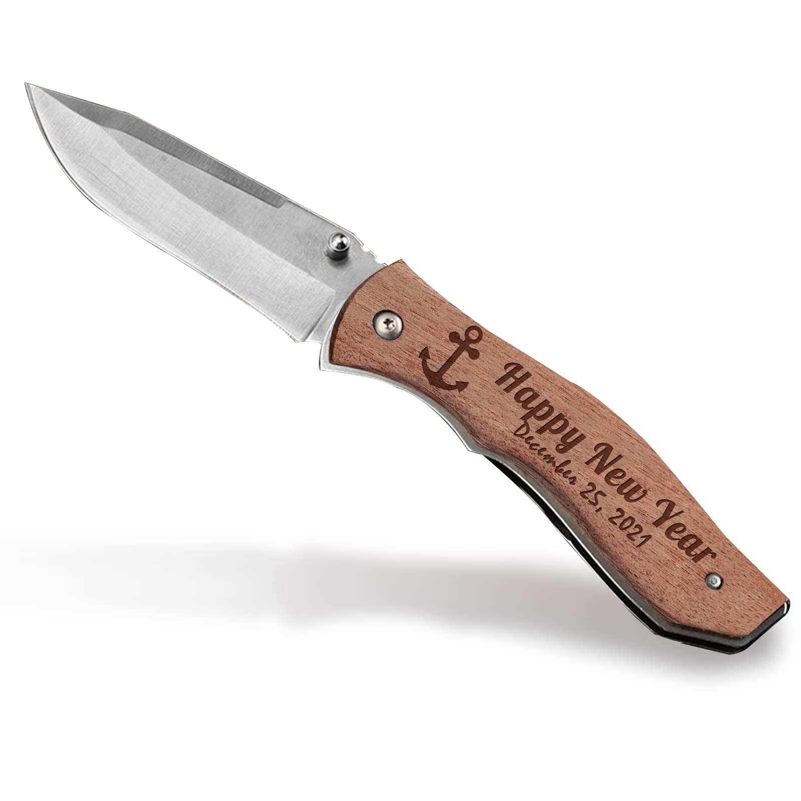 Backquik Personalized Pocket Knife for Men, Custom Folding Pocket Knife Customized Engraved Wood Handle Fishing Knives Name Pocket Knife Gift for Dad,Women,Boyfriend