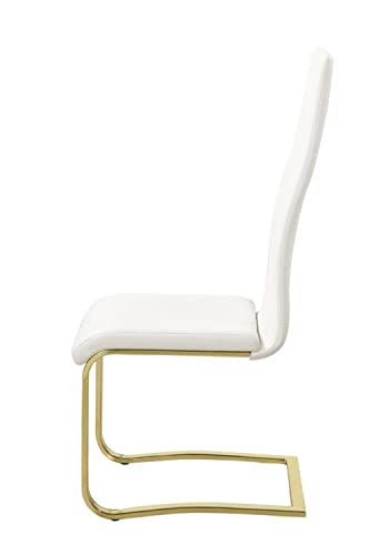 Coaster Furniture High Back White and Rustic Brass (Set of 4) Side Chair 17" D x 22.75" W x 43.75" H 190512