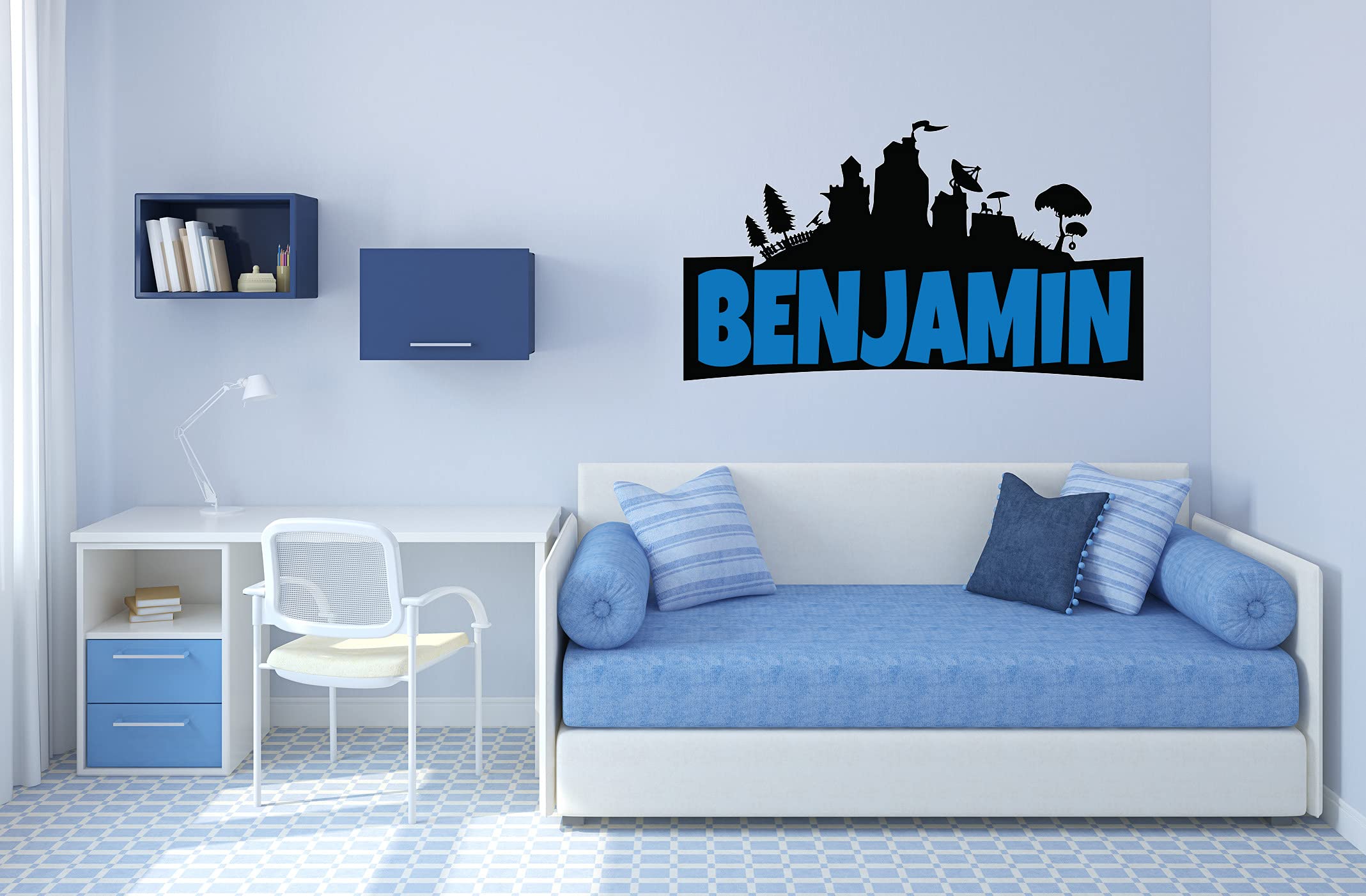 Custom Name Wall Decal - Famous Game Wall Decoration - Wall Decals for Gaming Room Decor - Party Decorations - Wall Decal for Home Bedroom Nursery Playroom Decoration (Wide 30"x16" Height)