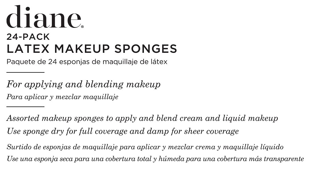 Diane D6049 Assorted Latex Makeup Cosmetic Sponges - 24 Pack