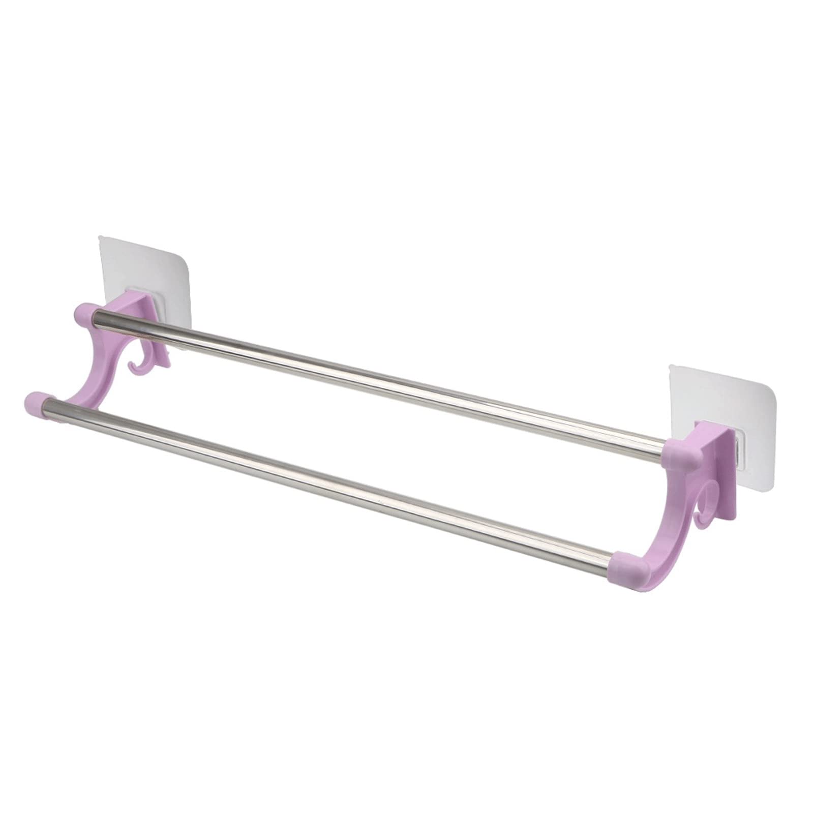 Yulhao Bar Counter Bathroom Kitchen Rack Double Towel Rack, Household Storage Stainless Steel Door Cabinet Rack (Color : Purple)