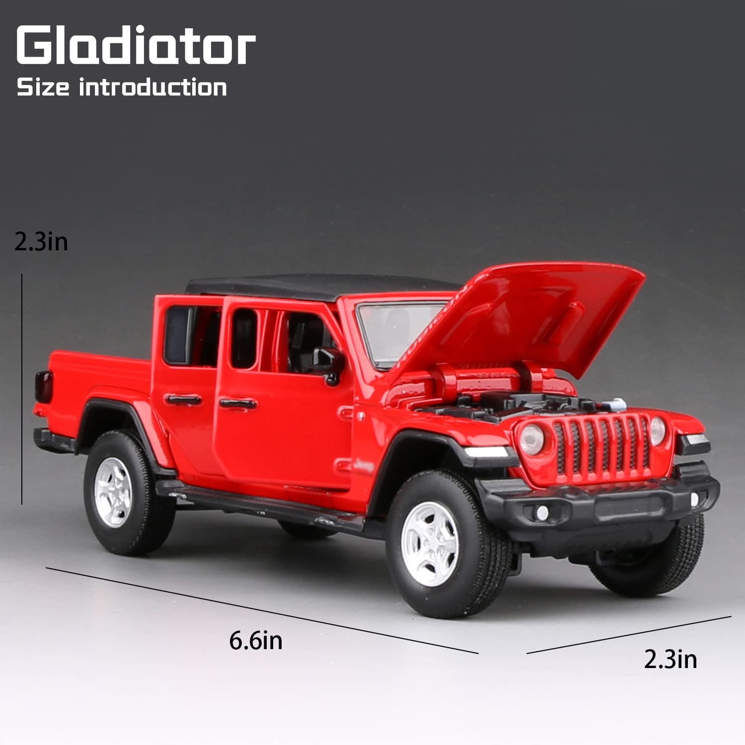 JACKIEKIM 1:32 Alloy Pull Back Car Diecast Model Truck for gladiatar,Collection, Mini Simulation Vehicles Toys for Kids,Boyfriend,Young Peoples Gift(RED)