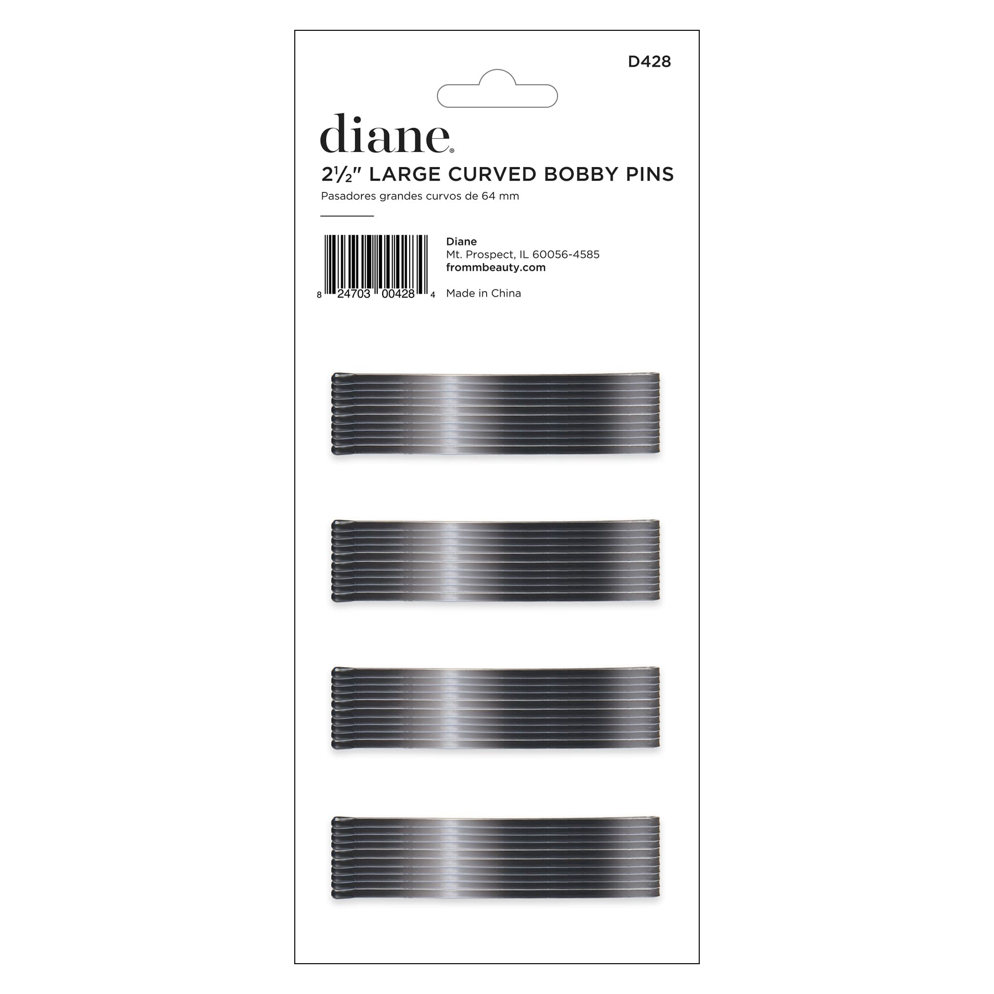 Diane Hair Bobby Pins for Women – Large 2.5†- Black, Curved Flat Design with Ball Tips, D428-40 Count (Pack of 1)