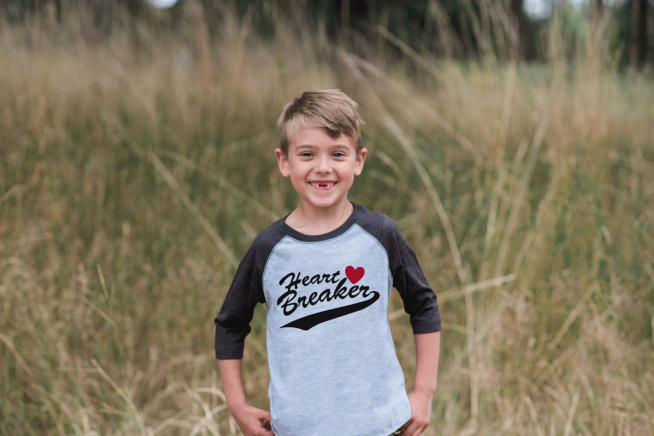 Custom Party Shop Kids Heart Breaker Happy Valentine's Day 18 Months Grey Raglan