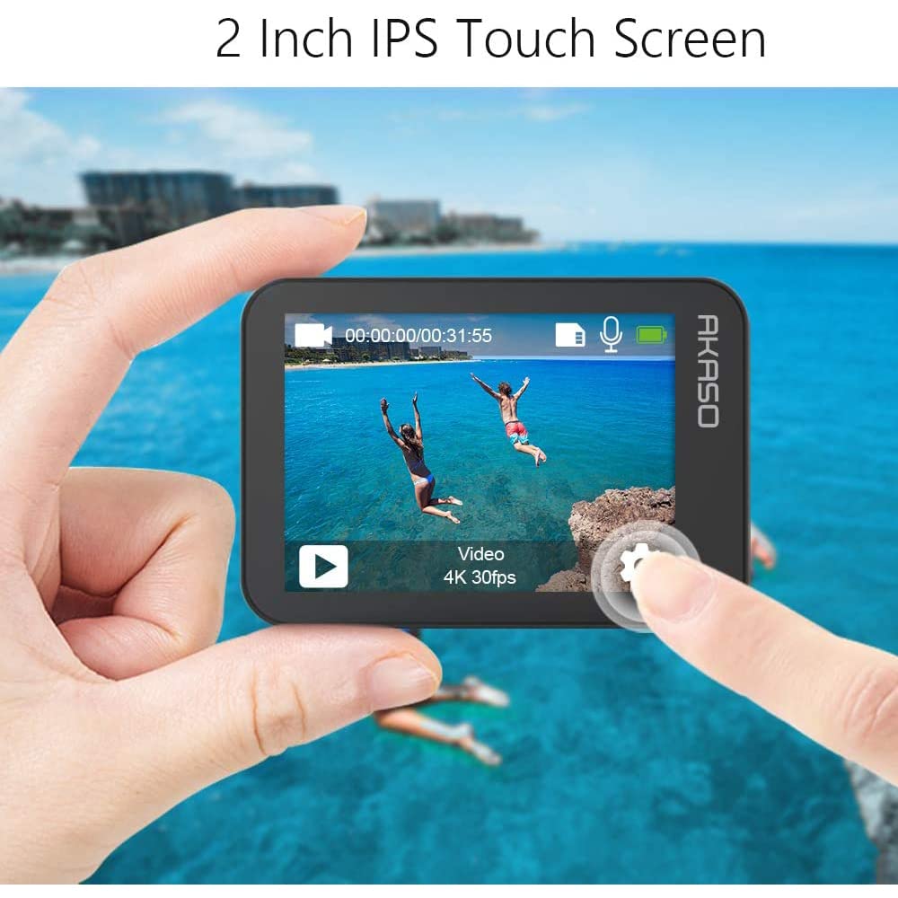 AKASO V50X Native 4K30fps WiFi Action Camera with EIS Touch Screen Bundle with Lexar 32GB Memory Card 7-in-1 Action Camera Accessory Kit
