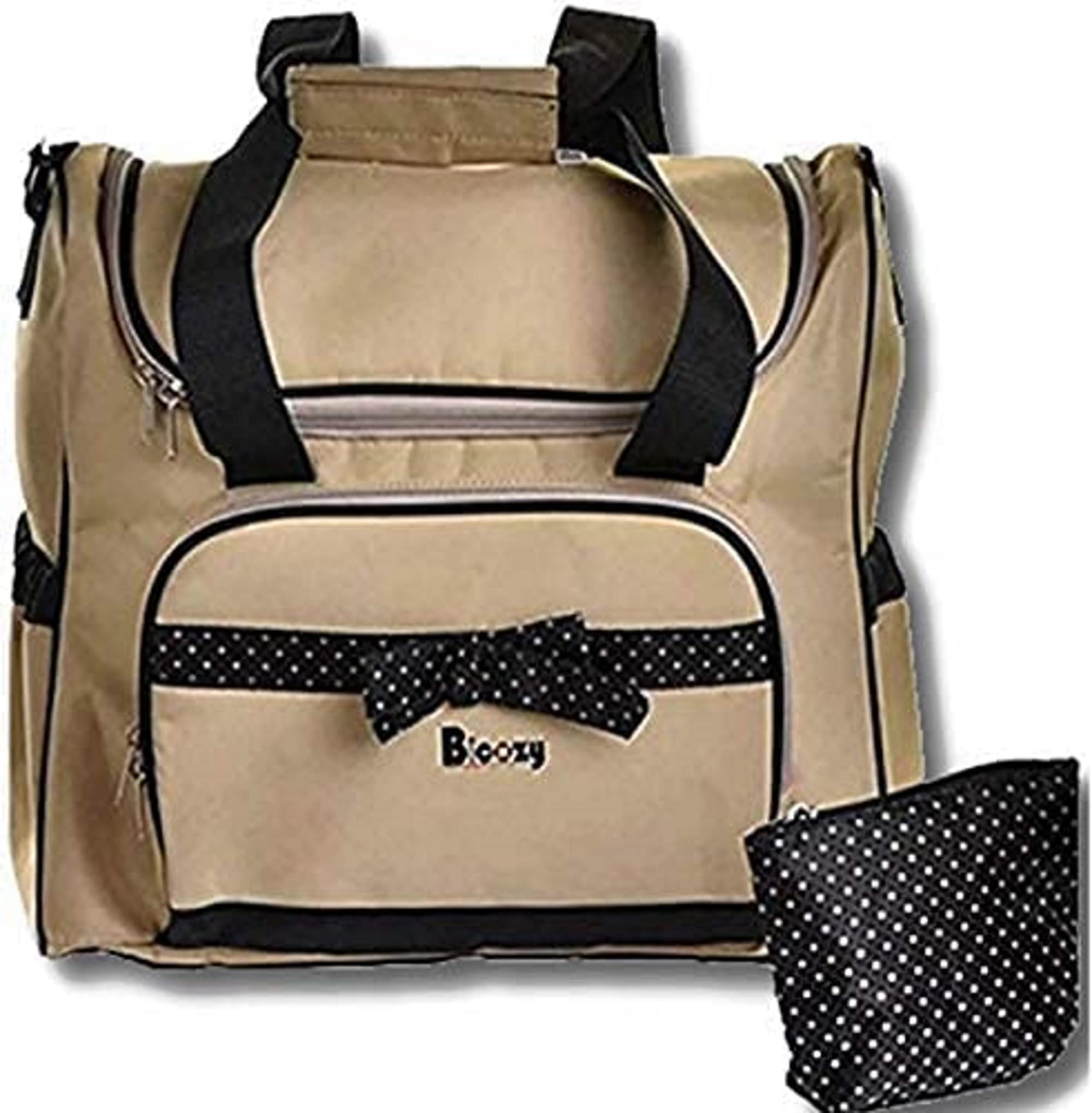Diaper Bag Tote Neutral Beige Color Changing Mat Roomy Waterproof Stylish and Durable Mom Bag for Baby