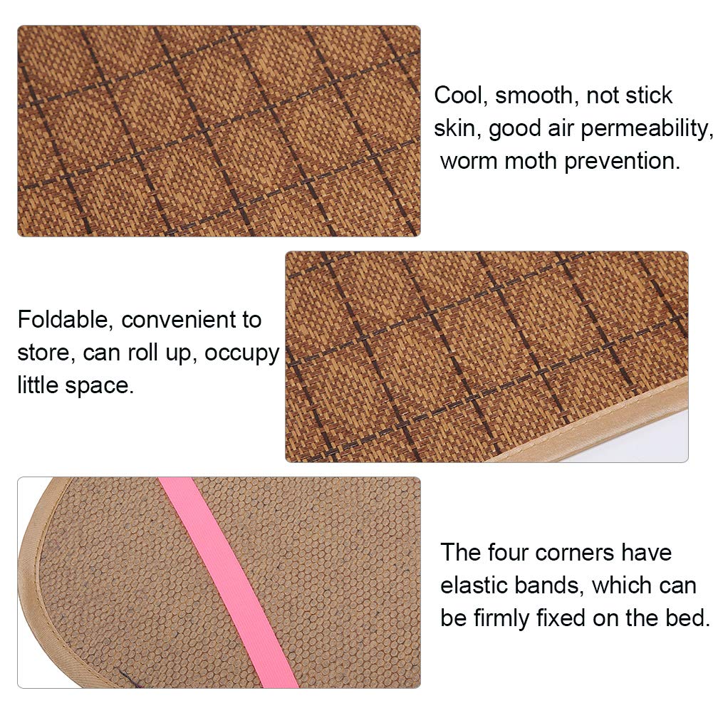 Summer Mattress, Foldable Rattan Summer Sleeping Mat Cool Pad Cooling Bed Cushion for Home Schools Dormitory, 195x80cm/76.8x31.5in