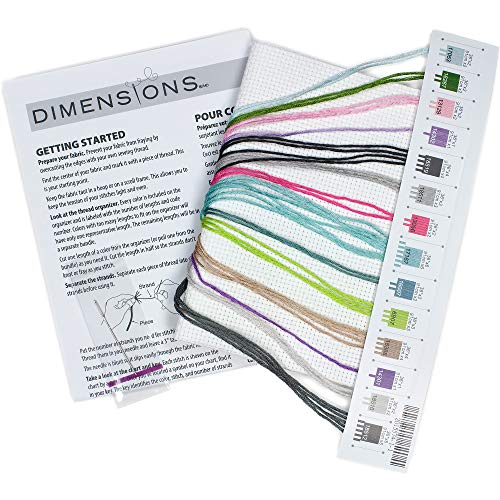 Dimensions Flower Truck Counted Cross Stitch Kit for Beginners, 7" x 5", 14 Cnt. White Aida, 5 5