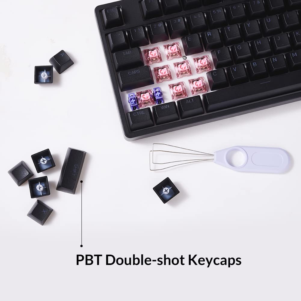 Akko 5087S TKL Hot-swappable Mechanical Keyboard White with PBT Shine-Through Keycaps, RGB Backlit, Linear Switches, NKRO Roller, 87 Keys Wired Gaming Keyboard for Windows Mac PC Games