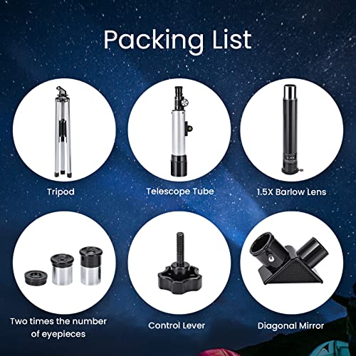 Merkmak Telescope for Kids & Beginners, Kids Telescope 50mm Aperture 360mm AZ, 90X Magnification Astronomical Refracting Telescope with Tripod for Kids to Explore The Moon and Star