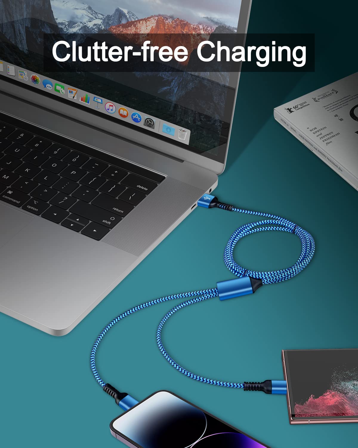 Apple Lightning & USB-c 2-in-1 Charging Cable (4 Feet), USB to Lightning & USB to Usbc Long Fast Charger Cord for iPhone 15 Plus 14 13 12 11 Pro/max I iPad Pro/air/Mini, Samsung Galaxy, Google Pixel