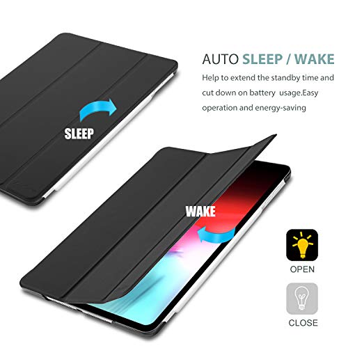 ProCase Smart Case for iPad Pro 12.9" 2018 3rd Gen, Slim Lightweight Trifold Stand Smart Cover with Translucent Frosted Back Protective Case for iPad Pro 12.9 Inch 3rd Gen 2018 Release –Black