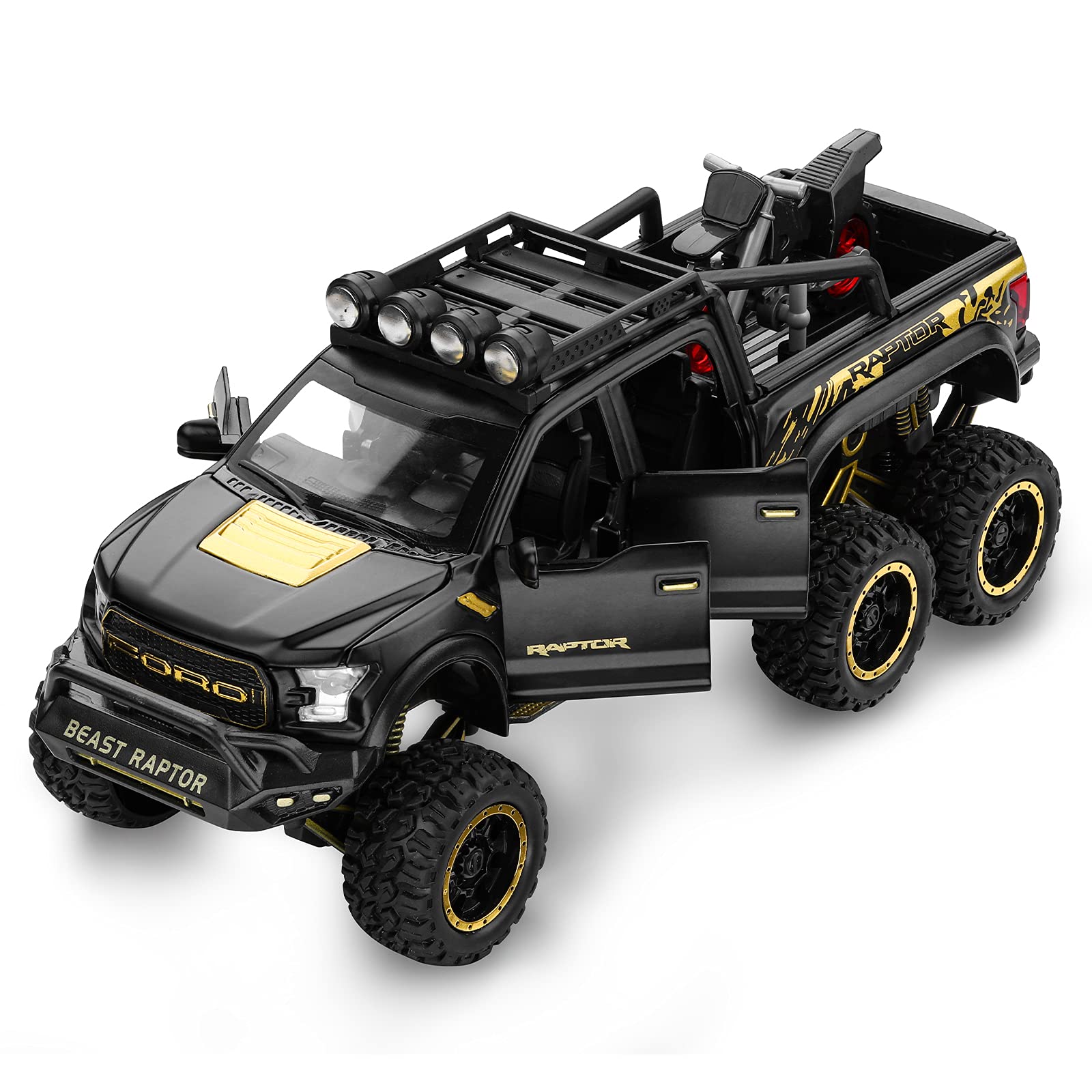 Diecast Pickup Truck Toy F150 Zinc Alloy Metal Model Car 1:24 Scale for Kids Toy Gift (Black)