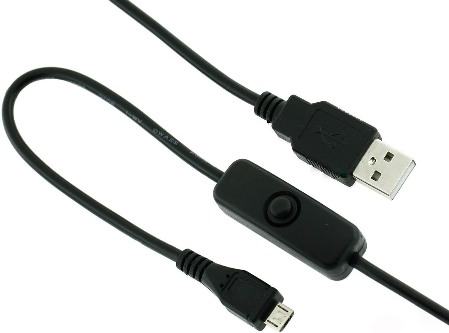 JacobsParts 3A Micro USB Cable On/Off Power Button Switch Raspberry Pi & Phone Charging