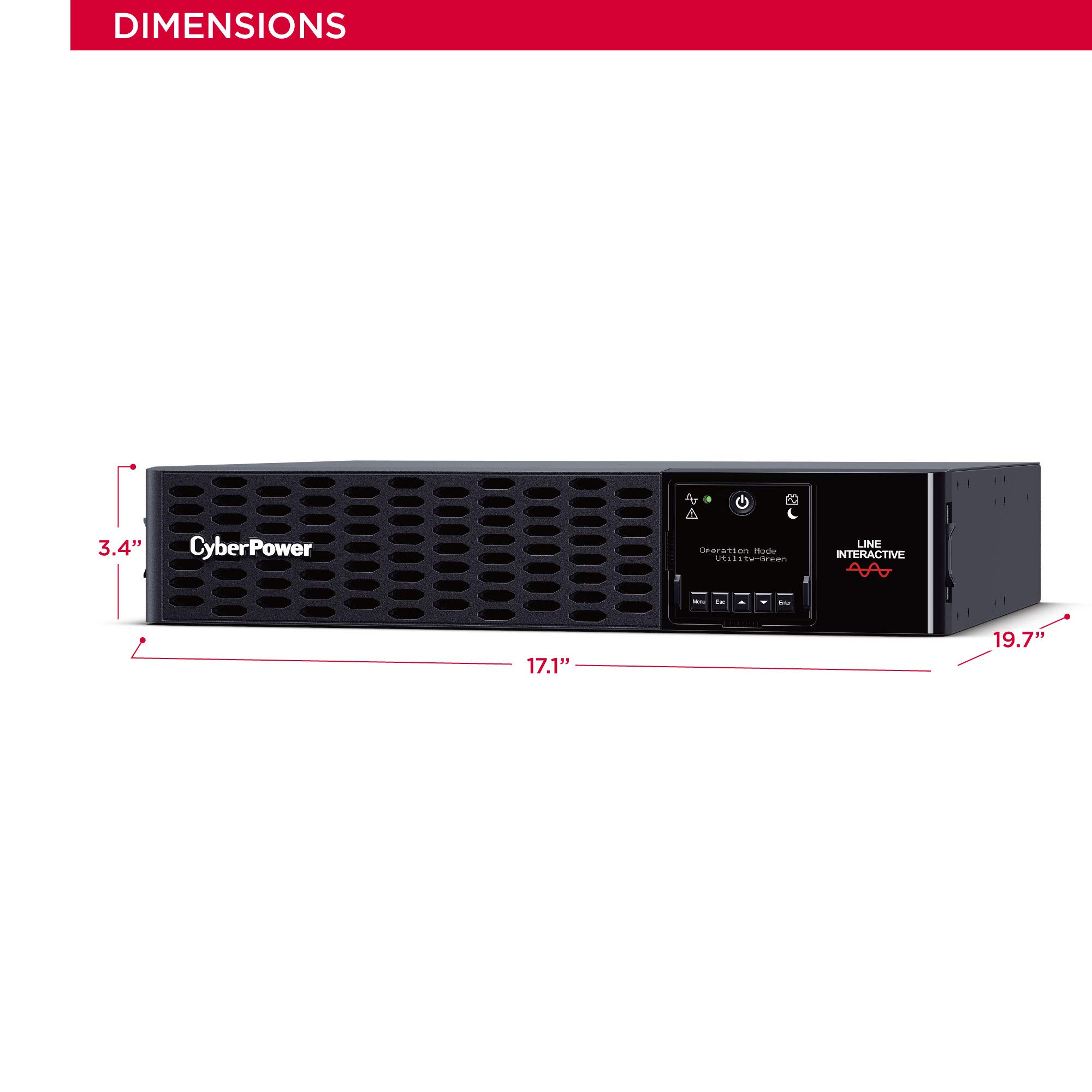 CyberPower PR3000RT2UN Smart App Sinewave UPS System, 3000VA/3000W, 9 Outlets, 2U Rack/Tower, AVR, Pre-Installed RMCARD205
