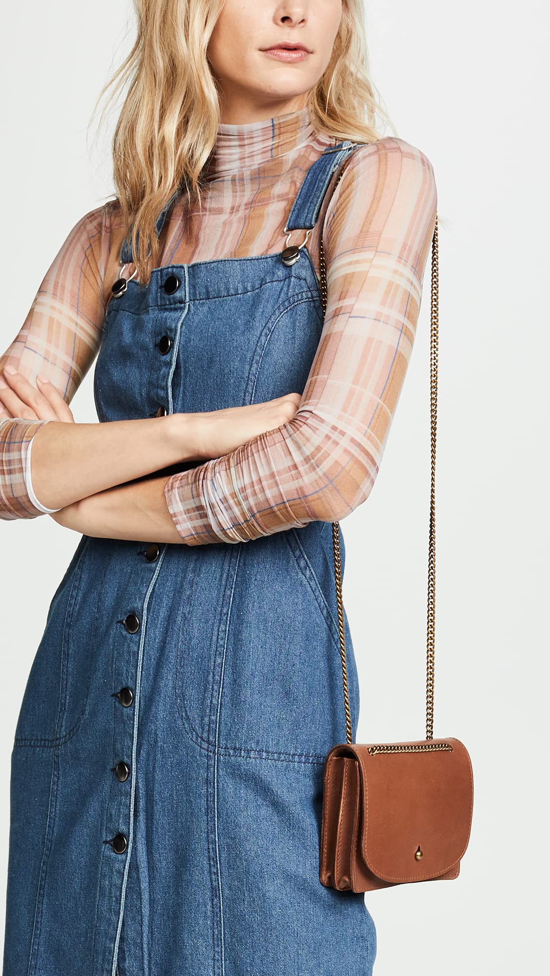 Madewell Women's The Chain Cross Body Bag, English Saddle, Tan, Brown, One Size