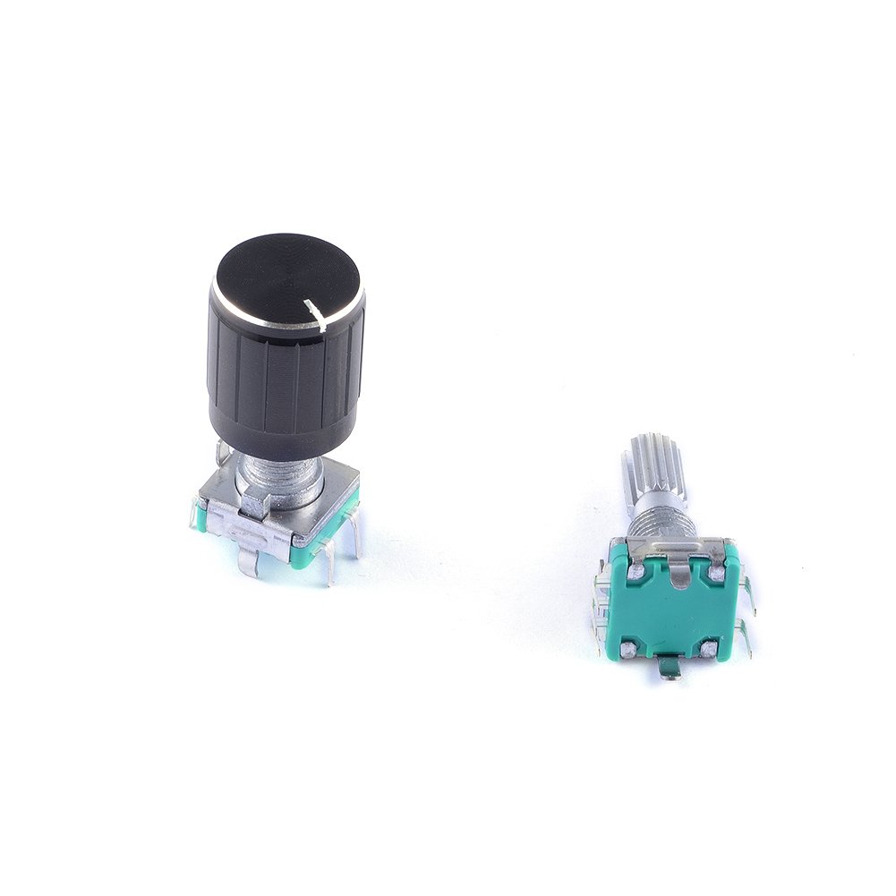 Cylewet 5Pcs 360 Degree Rotary Encoder Code Switch Digital Potentiometer with Push Button 5 Pins and Knob Cap for Arduino (Pack of 5) CYT1100