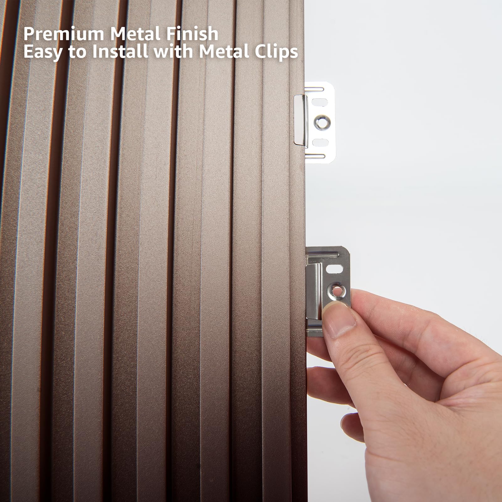 Art3dwallpanels Slat Wall Paneling, 104'' x 6.7'' Glossy Metal Finish WPC Soundproof 3D Wall Panels for Interior Wall Decor, 8 Pack Fluted Textured Panel Wall Slats, Metallic Silver Dark Gray