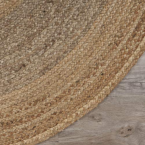 LR Resources Jute LR12032-NGY60RD Natural/Gray Round 6 ft Indoor Area Rug, 6'