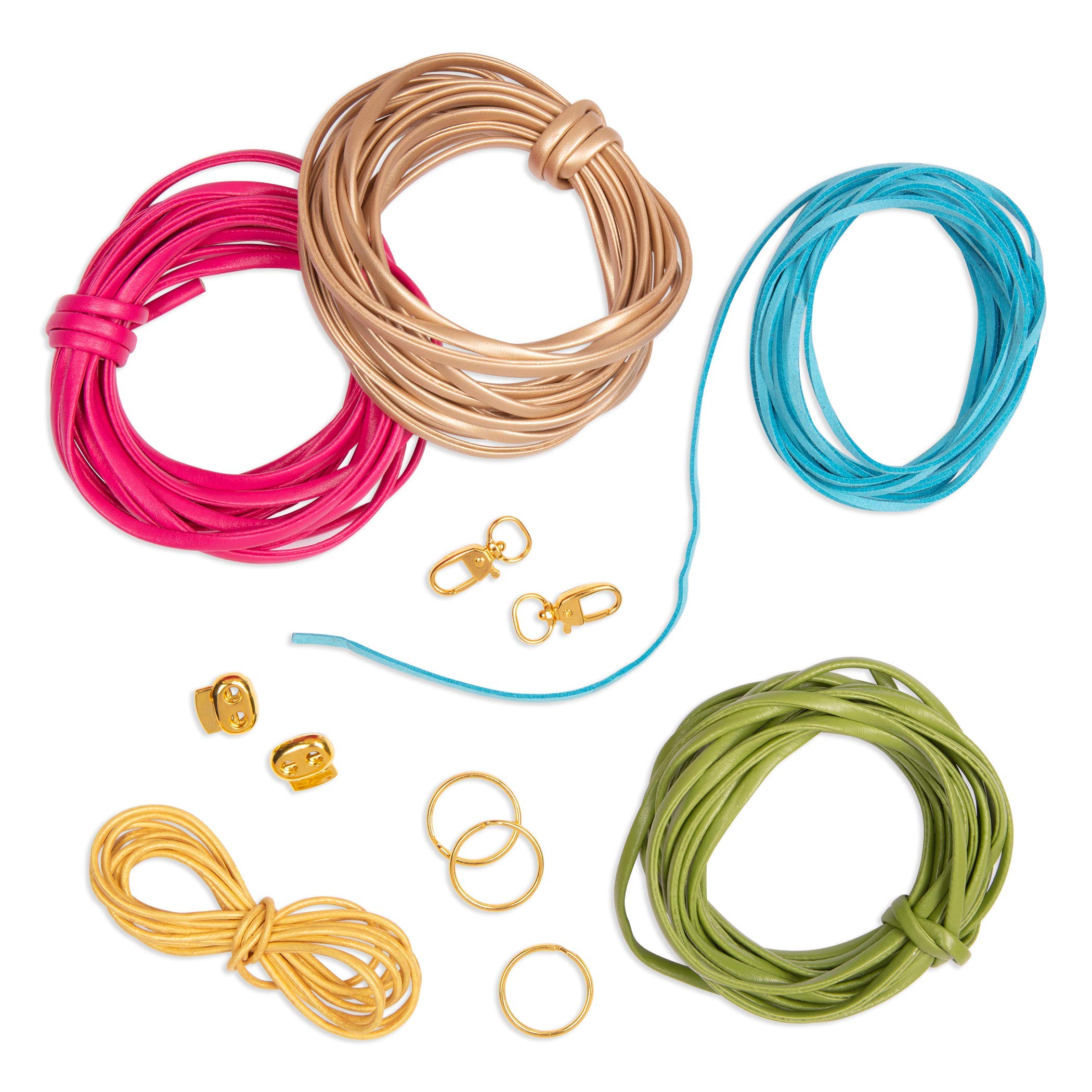 Craftabelle – Suede, Braid, & Leatherette Creation Kit – Bracelet Making Kit – 25pc Jewelry Set with Colored Straps – DIY Jewelry Kits for Kids Aged 8 Years +