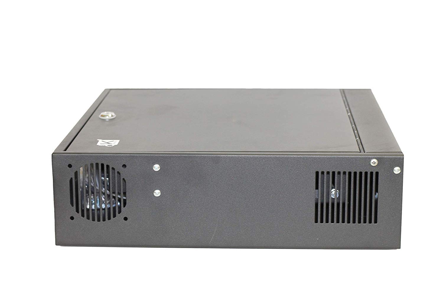 Kenuco Heavy Duty 16 Gauge Steel DVR Security Lockbox with Fan and Swing Open Top (18'' x 18'' x 5'' Black)
