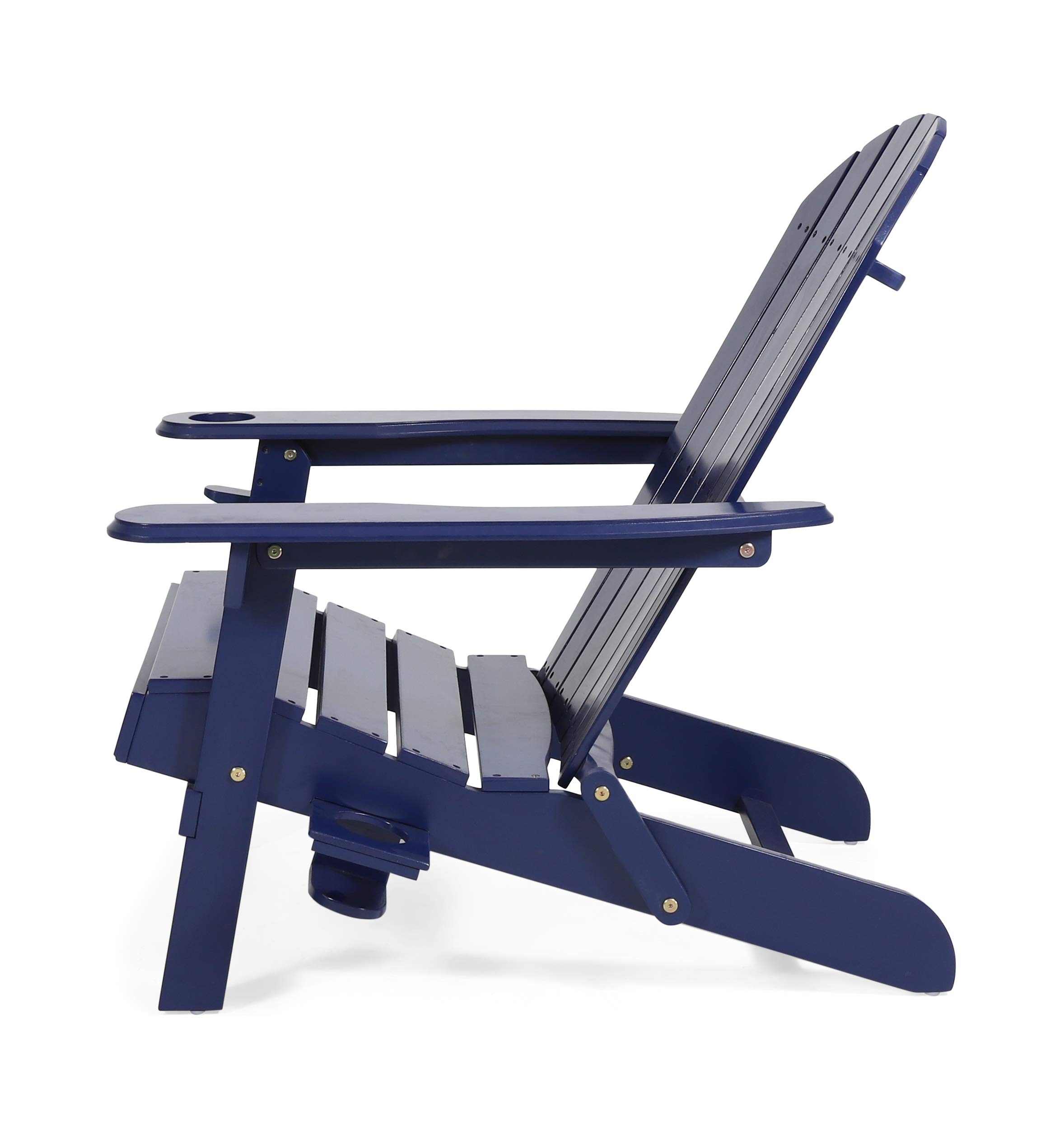 Christopher Knight Home Edmund Outdoor Acacia Wood Folding Adirondack Chair, Navy Blue