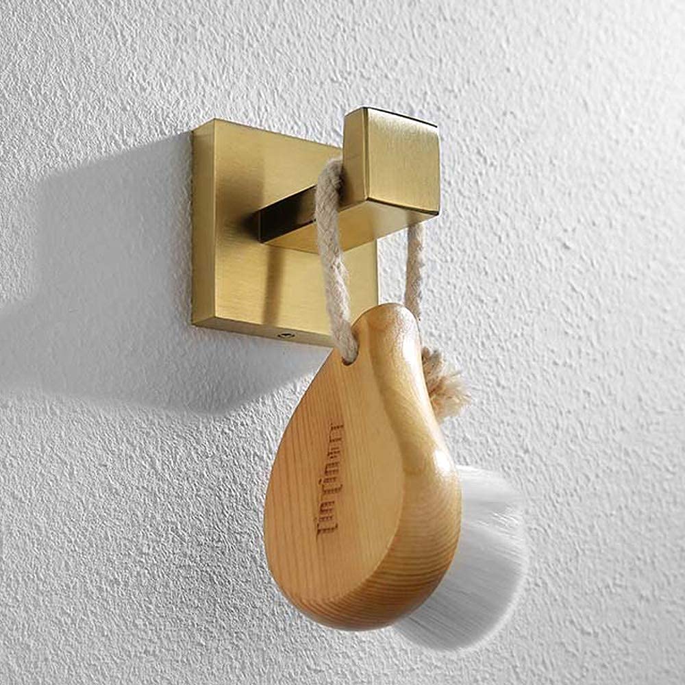 BATHSIR Brushed Gold Towel Hooks, Bathroom Robe Hooks Wall Mounted Coat Hook 2 Pack Stainless Steel