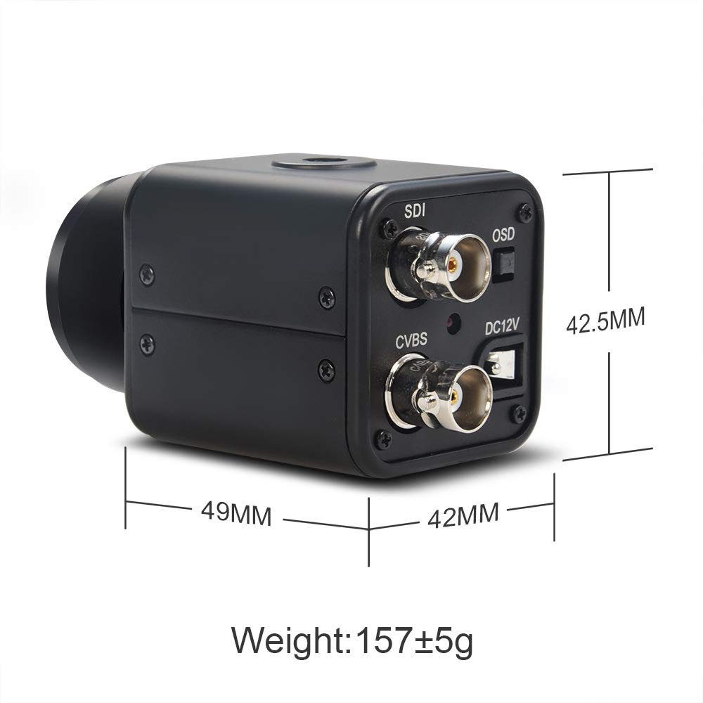 MOKOSE Mini SDI Camera with 3.6mm HD No Distortion Lens, HD-SDI 2 MP 1080P HD Digital CCTV Security Camera, 1/2.8 High Sensitivity Sensor CMOS with OSD Menu