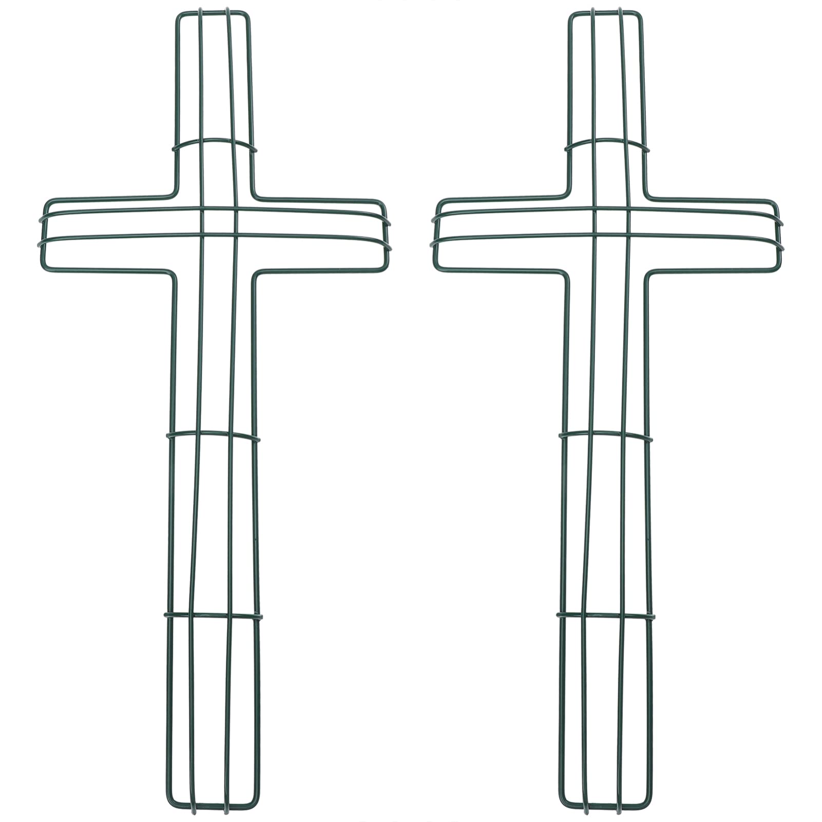 DOITOOL Cross Metal Wire Wreath Frame Set of 2 Easter Cross Wreaths for Front Door DIY Metal Wire Wreath Frames for Easter Day Garden Decorations (15. 7x7 Inch)