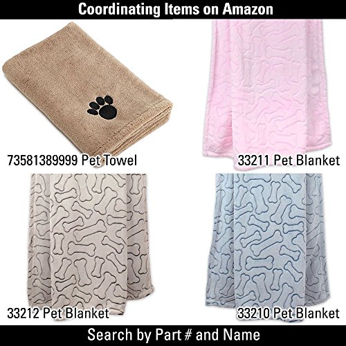 Bone Dry Pet Grooming Towel Collection Absorbent Microfiber X-Large, 41x23.5", Embroidered Taupe