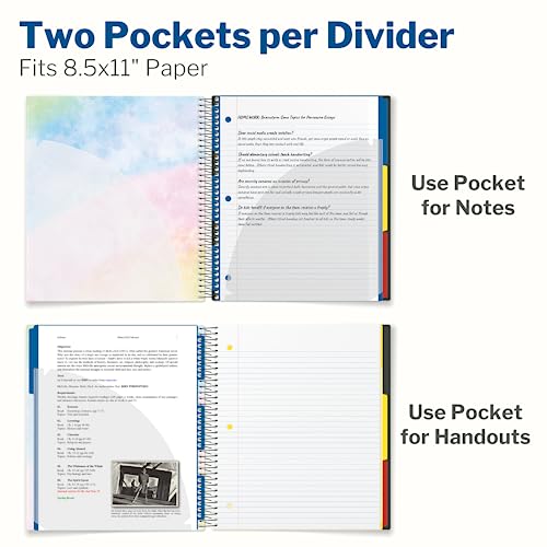 CRANBURY 3-Subject Notebook College Ruled - 300 Pages (150 Sheets) Spiral Notebook 8.5 x 11 with Pockets, Dividers, Tabs, Dual Plastic Covers, School Supplies Multi Subject Notebook