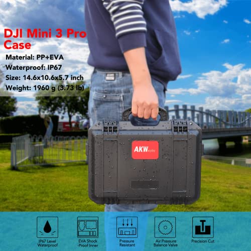Akwscyby DJI Mini 3/mini 3 Pro case Waterproof Hard Case for DJI Mini 3 /Mini 3 Pro Accessories, dji mini 3 pro hard case/case hard,RC-N1/RC Controller(Only Case) DJI Mini 3 pro bag, EVA+PP material