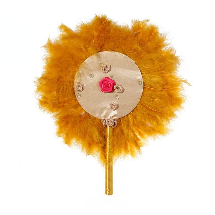 African Custom Bride Wedding Feather Hand Fan Luxury DIY Handmade Lace Dance Fan Hand Held Photo Props Party Wedding Decorations