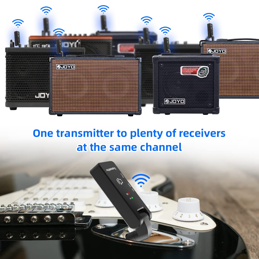 AITONE Wireless Guitar System 2.4Ghz Transmitter Receiver 4 Channels with Audio Adapter and Recharging Case for Guitar Bass Active & Passive Pickups Music Instruments