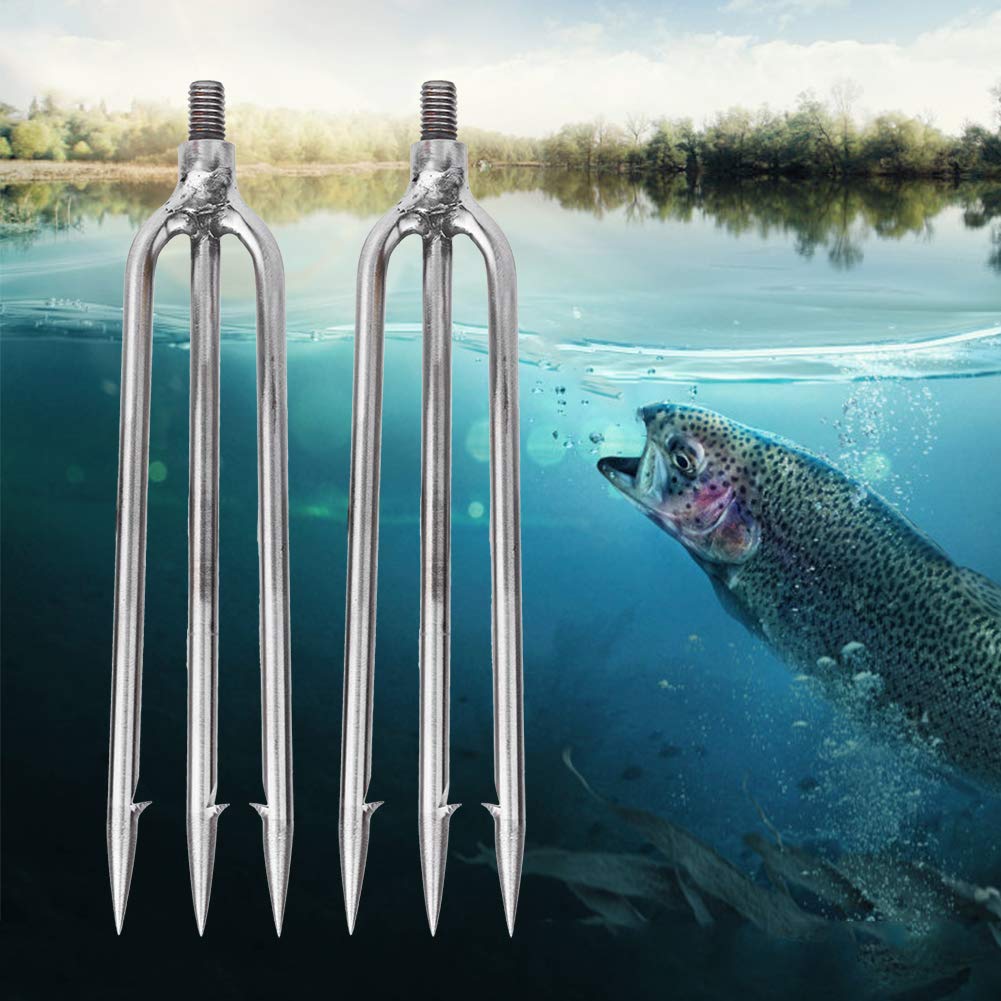 Astibym 3 Prongs Harpoon, Stainless Steel Gig Gaff Tackle Hook Barb Fish Spear for Outdoor Fishing (2 pcs)