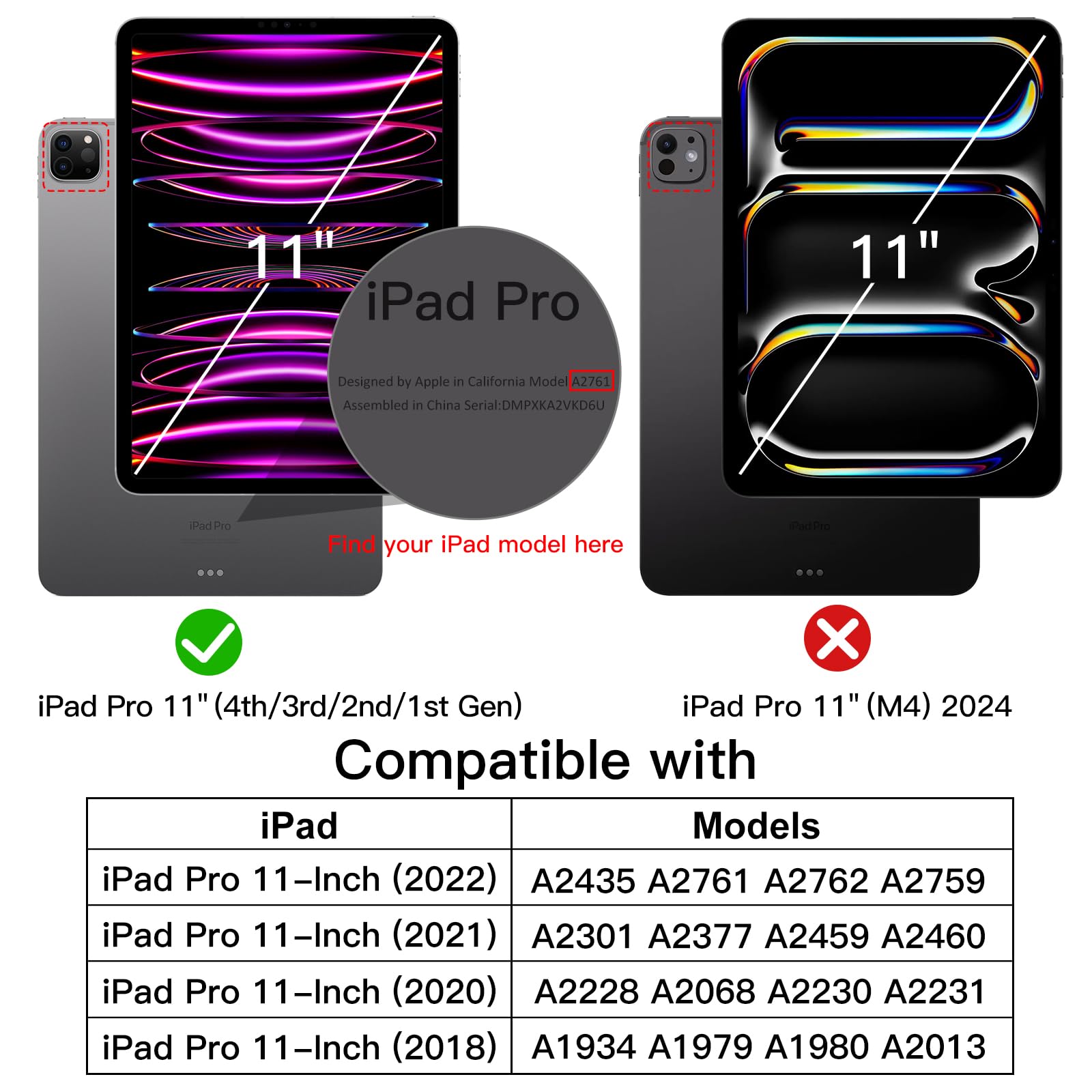 JETech Case for iPad Pro 11-Inch, 2022/2021/2020/2018 Model (4th/3rd/2nd/1st Generation), Compatible with Pencil, Cover Auto Wake/Sleep (Black)