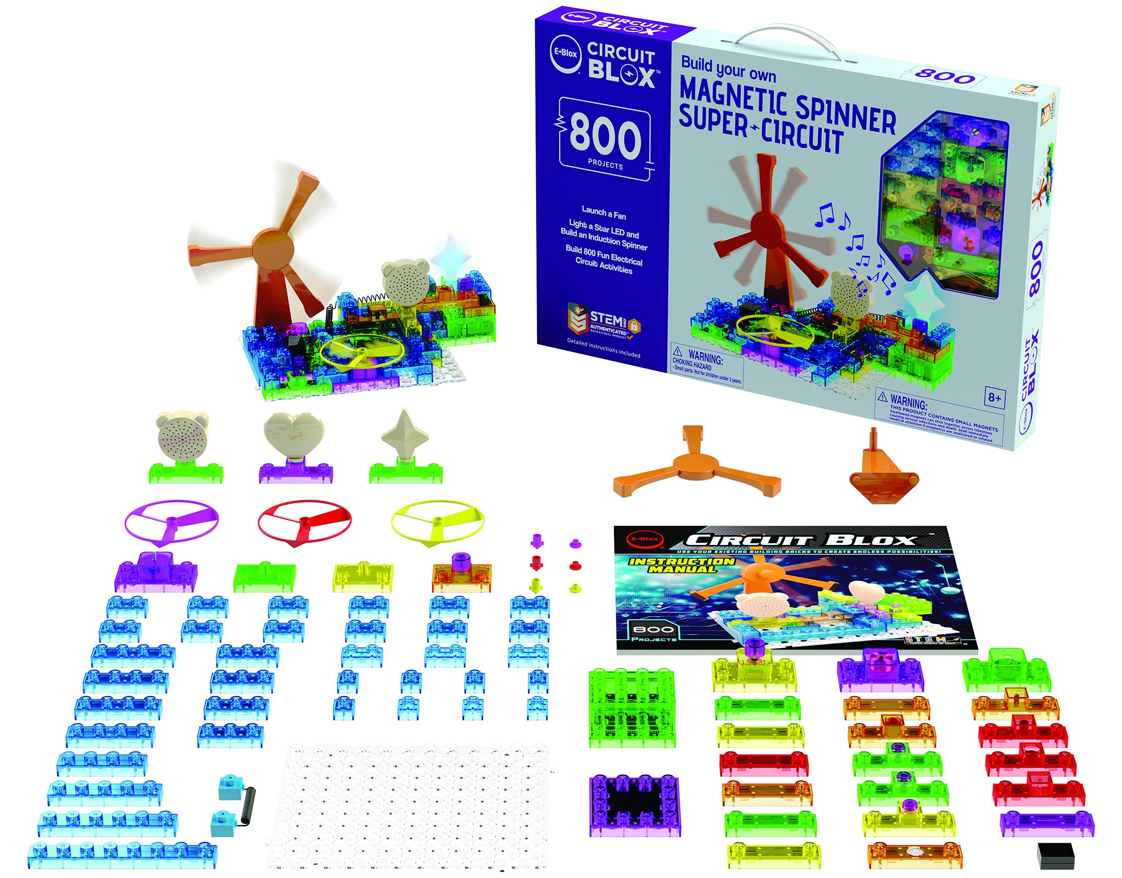 E-Blox Circuit Blox Builder - 800 Projects Circuit Board Building Blocks Coding Kit Toys Set for Kids Ages 8+, CB-0187