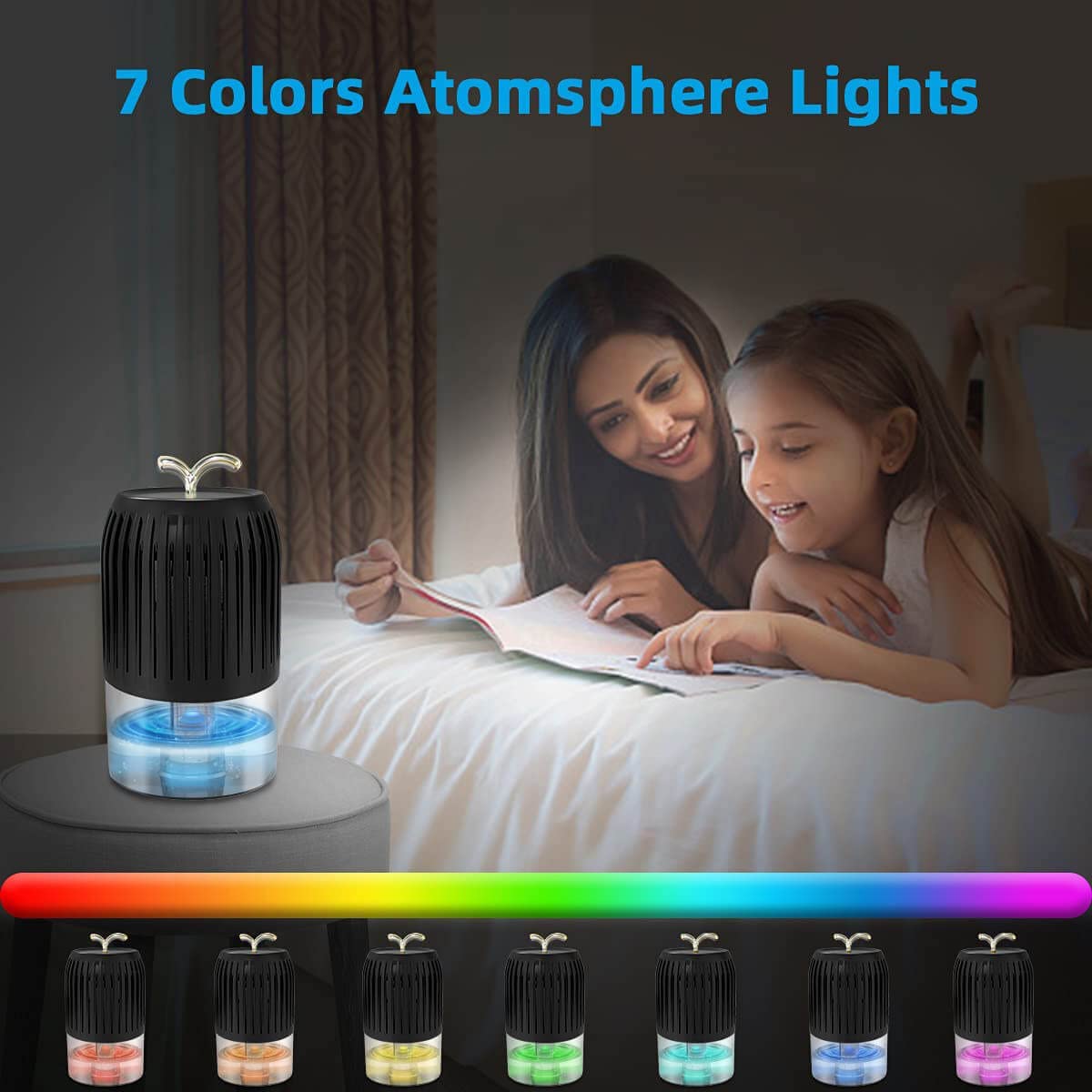 Donatello Small Dehumidifiers for Home, 35 OZ Ultra Quiet Dehumidifiers with 7 Color LED Light & Auto Shut Off, 280 sq.ft Mini Dehumidifiers for Bathroom Bedroom RV Closet Office Kitchen
