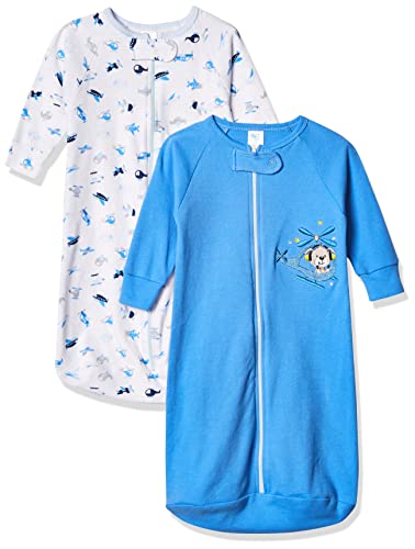 Spasilk Unisex-Baby Newborn Cotton Sleep Bag Sacks, 2 Pack, 0-6 Months - Blue Helicopter