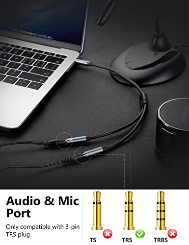 MillSO Headset Adapter CTIA 3.5mm Y Splitter Headphone Jack Splitter Adapter (3.5mm 4 Pole TRRS Male to 2 TRS 3 Pole Female) Compatible for Xbox One, PS4, PC, Tablet, Laptops, phone - 12inch/30CM Gray
