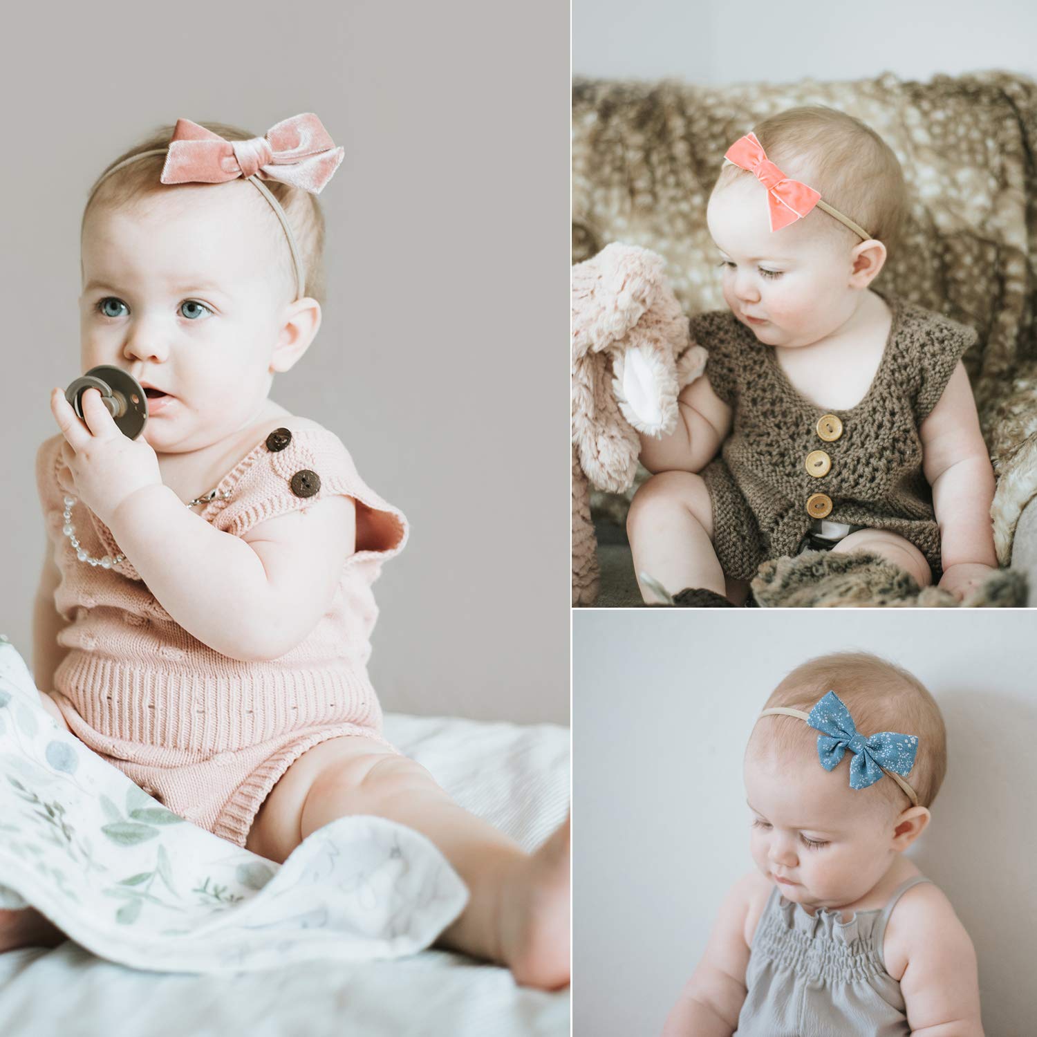 MiiYoung 10-Pack Baby Girl Headbands and Bows, Newborn Infant Toddler Hair Accessories