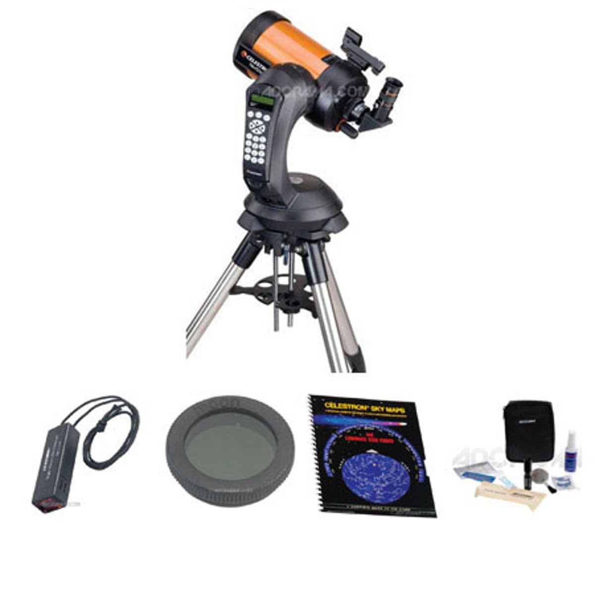 Celestron NexStar 5 SE Schmidt-Cassegrain Computerized Telescope, Bundle with Night Vision Flash Light, Sky Maps Book, 1.25" Moon Filter, Cleaning Kit