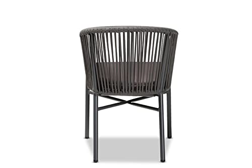 Baxton Studio Marcus Modern and Contemporary Grey Finished Rope and Metal Outdoor Dining Chair