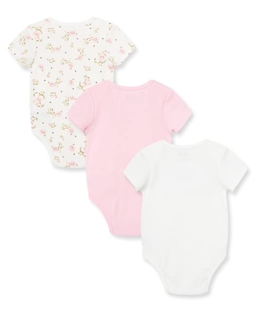 Little Me Baby-Girls Newborn Rose 3 Pack Bodysuit, Pink Floral, 3 Months