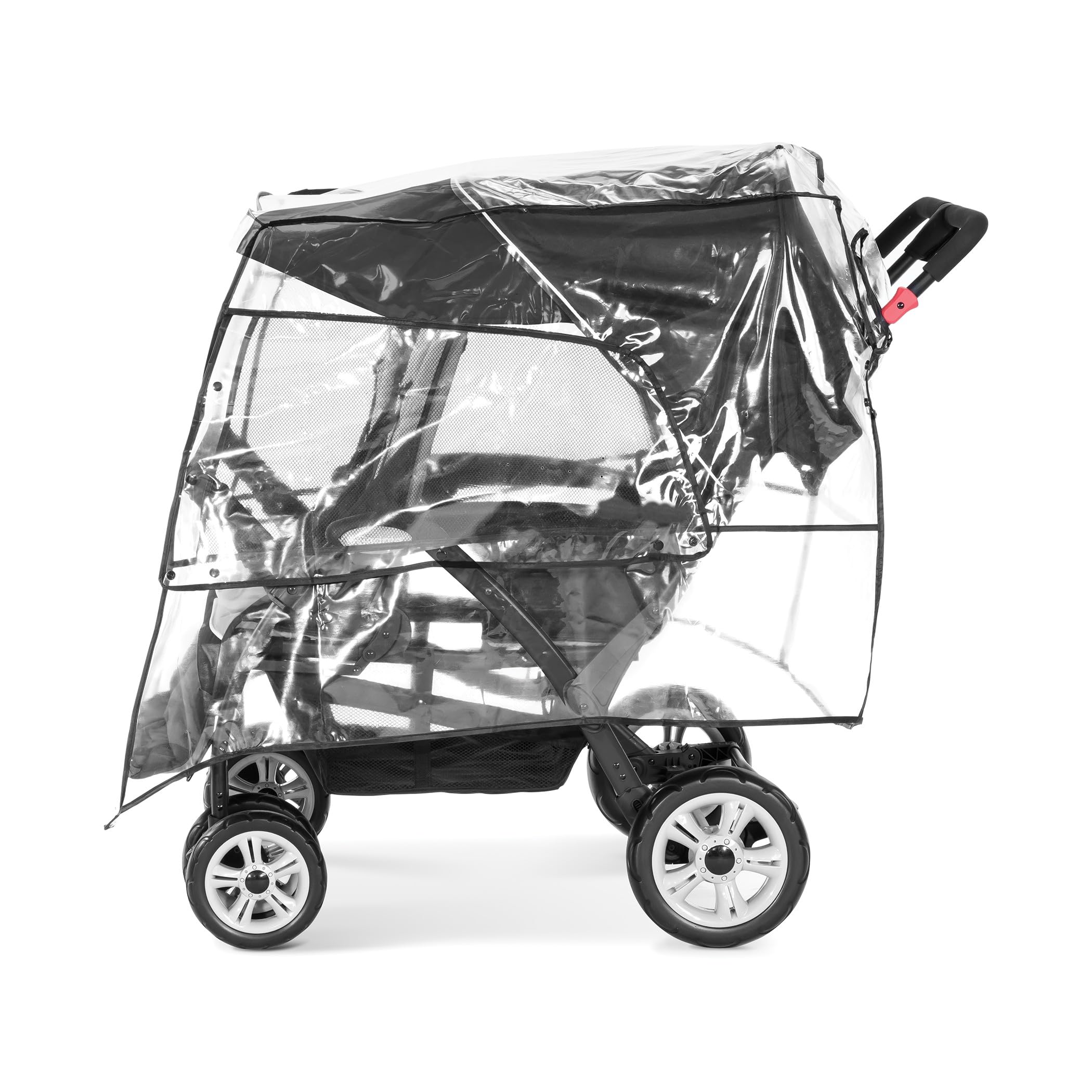 Foundations Quad 4-Seat Stroller Rain Cover, Easy to Use Snaps Surrounding a Mesh Window, Air Ventilation While Covered, 360 Degree Flaps, Weather Shield (Clear)