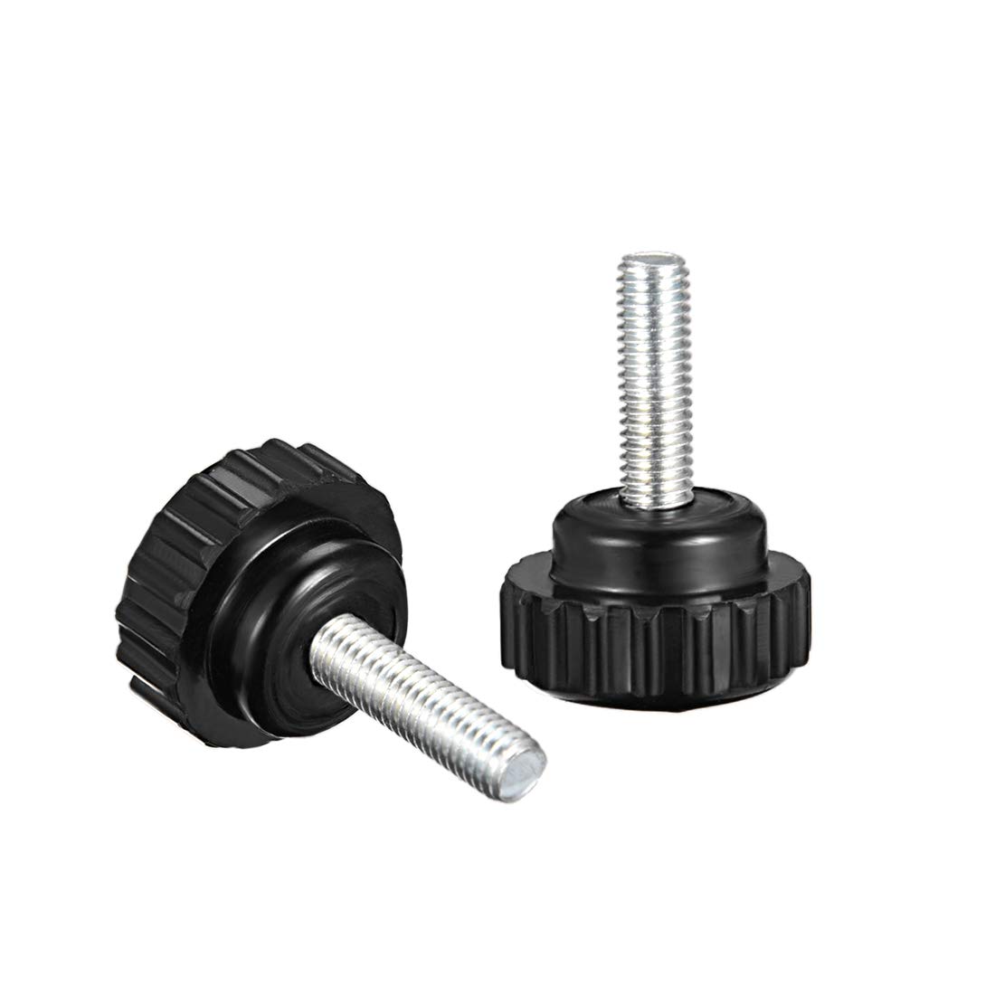 uxcell 8pcs Knurled Clamping Knobs M5 x 16mm Metric Zinc Plated Carbon Steel Male Thread Thumb Screw on Type 21mm Plastic Round Head Threaded Hand Bolt Stud Knobs Black
