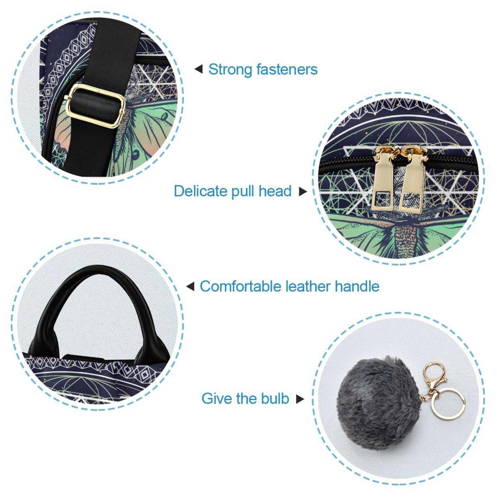 ALAZA Beautiful Night Moth Boho Backpack Purse for Women Travel Bag Anti Theft Back Pack Fashion Shoulder Bag with Adjustable Straps