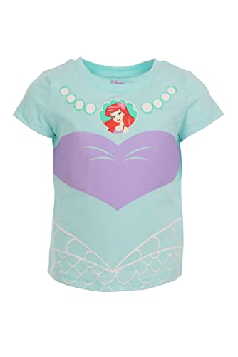 Disney Princess Little Girls 5 Pack Graphic T-Shirts Blue/Pink/Yellow 7-8